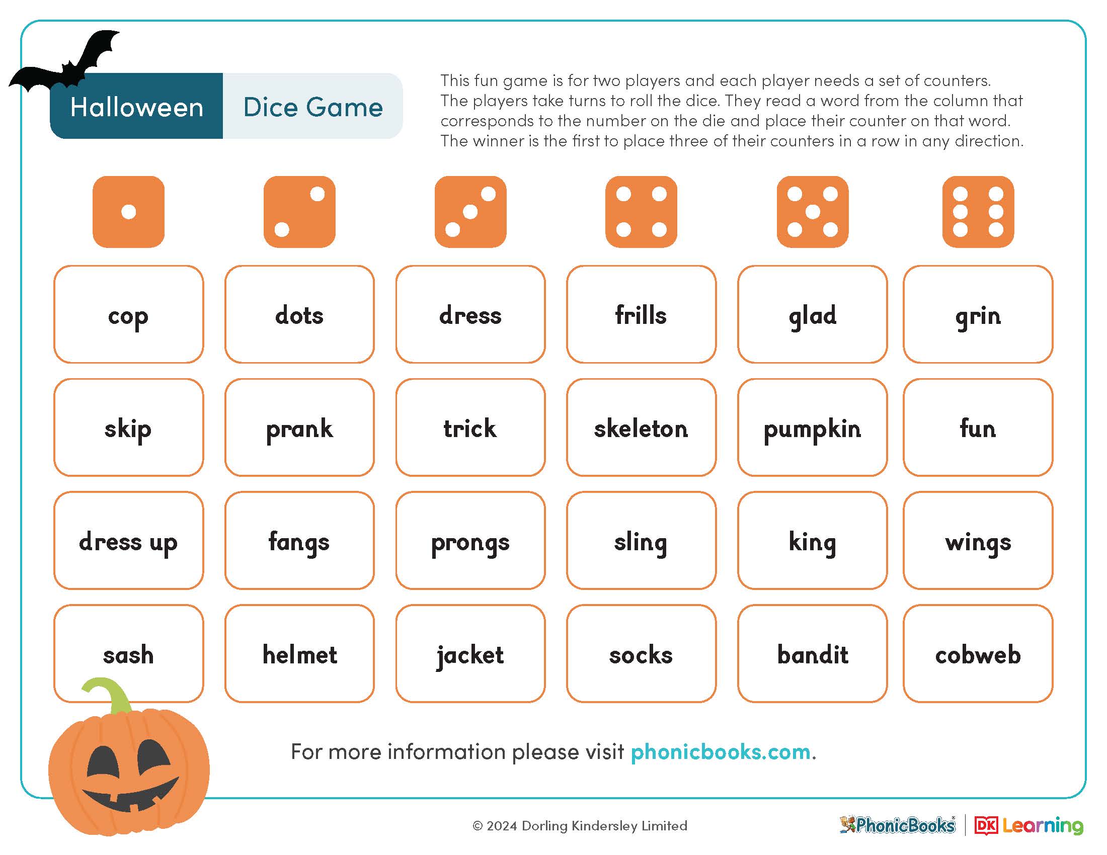 Halloween Dice Game – Phonic Books US