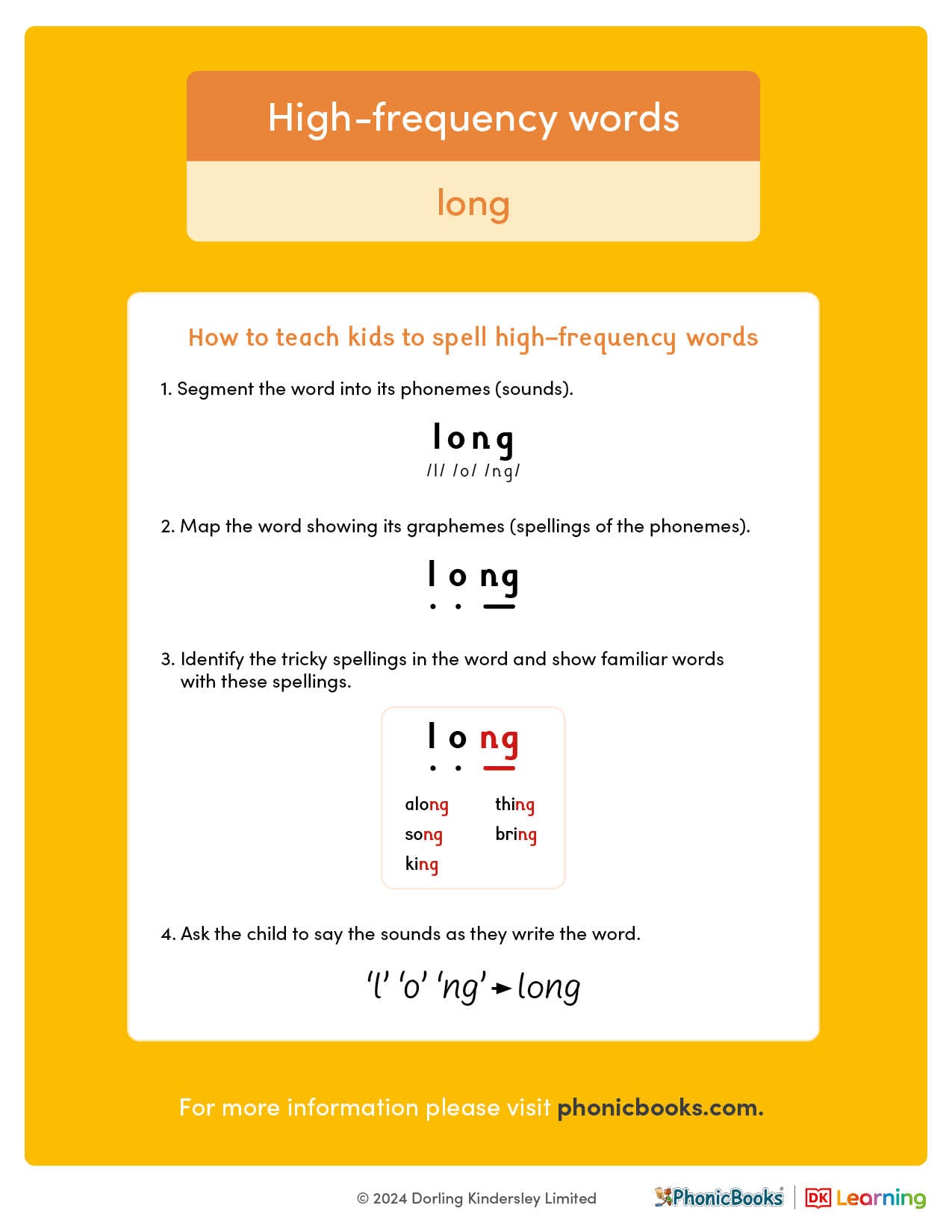 High-frequency words: 'long' – Phonic Books US