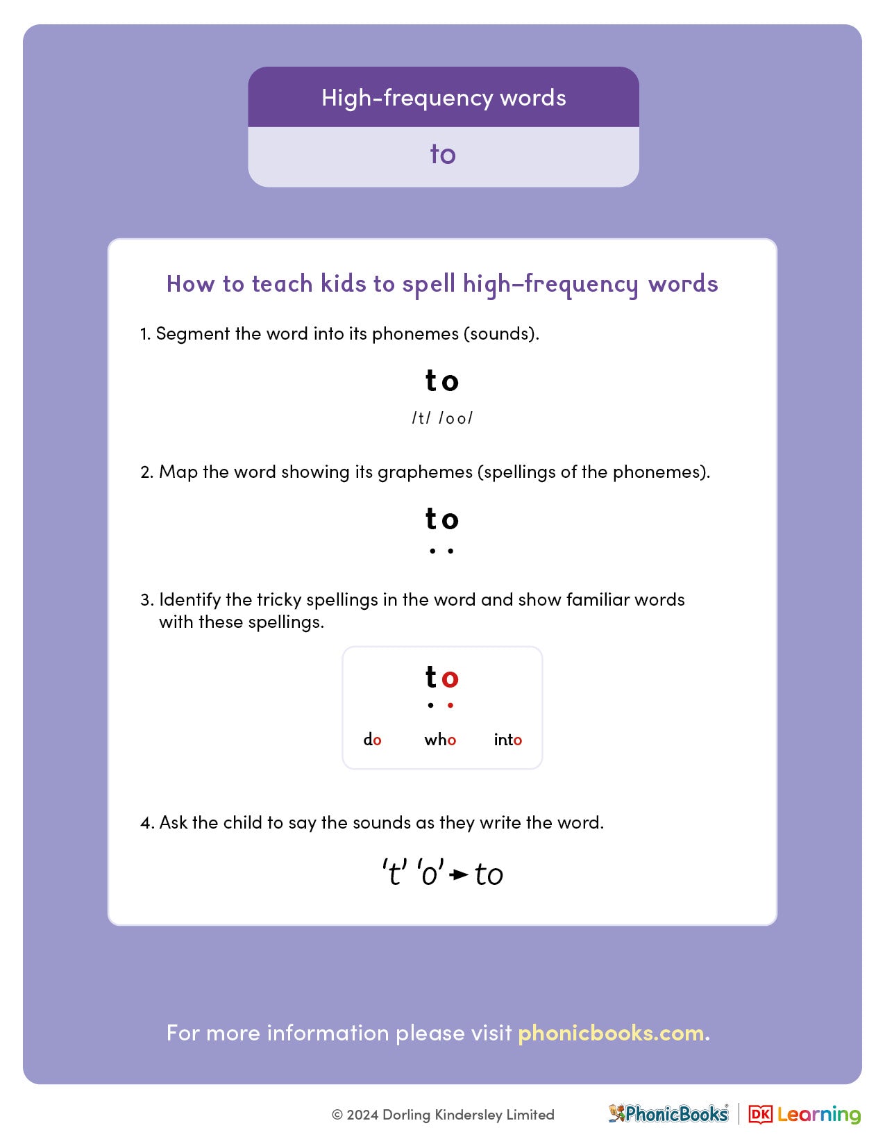 High-frequency words: 'to' – Phonic Books US