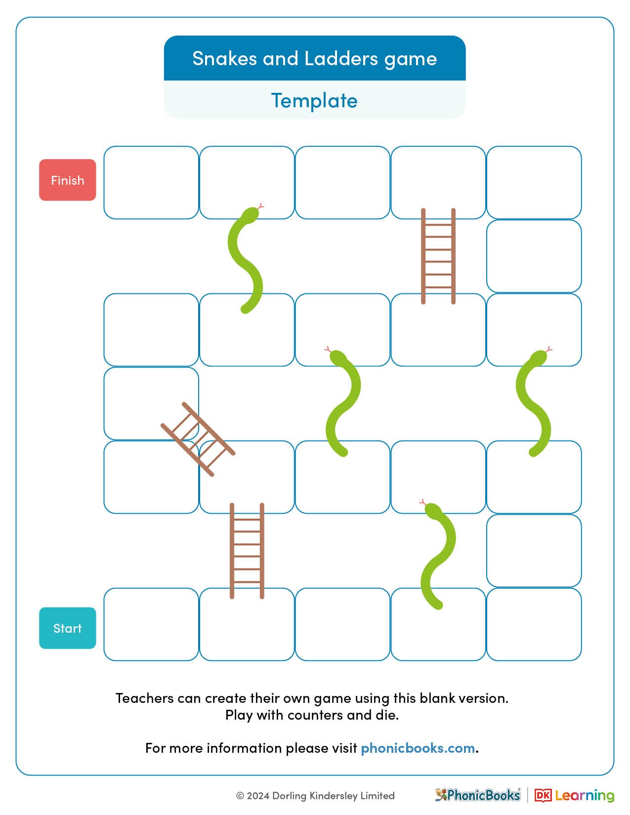 Snakes and Ladders game template – Phonic Books US