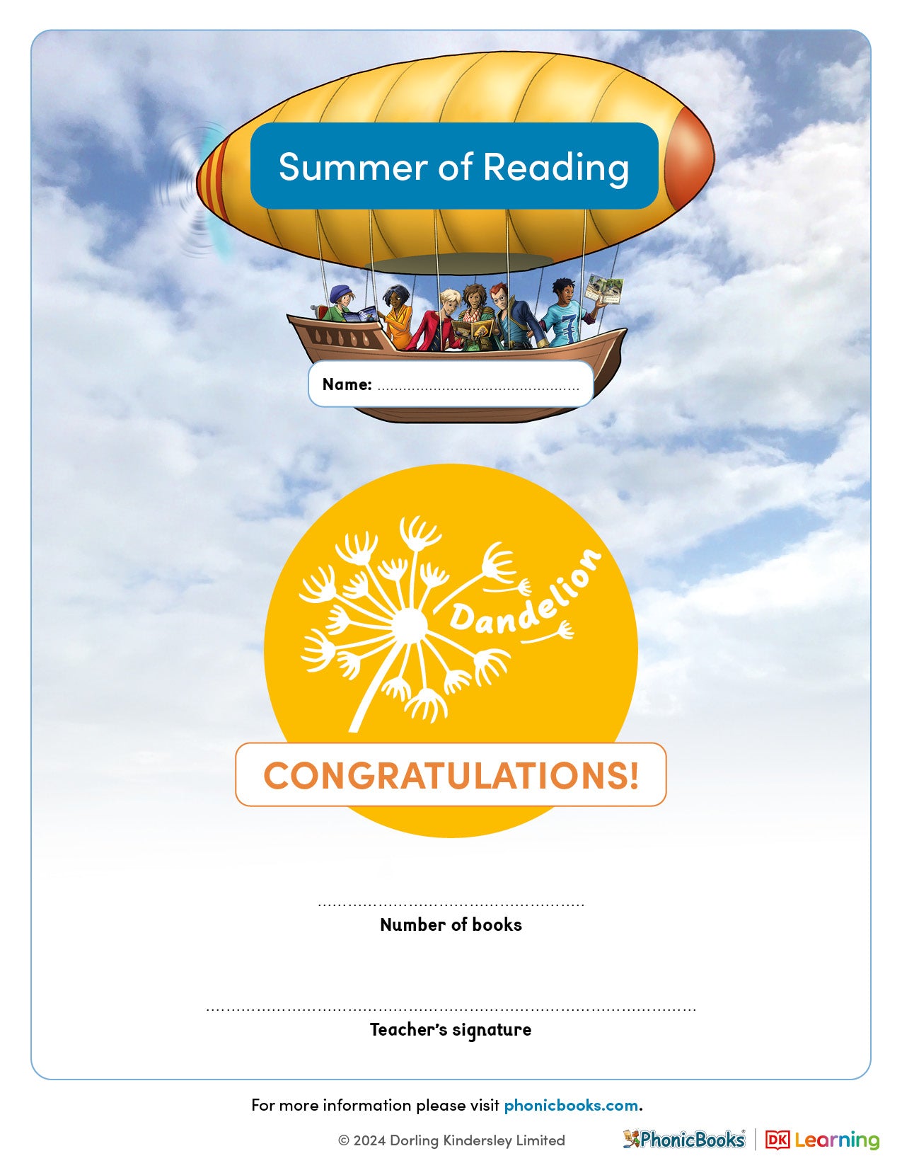 Summer of Reading Certificate – Phonic Books US