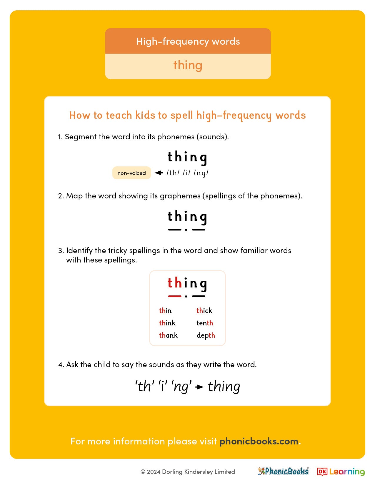 High-frequency words: 'thing' – Phonic Books US