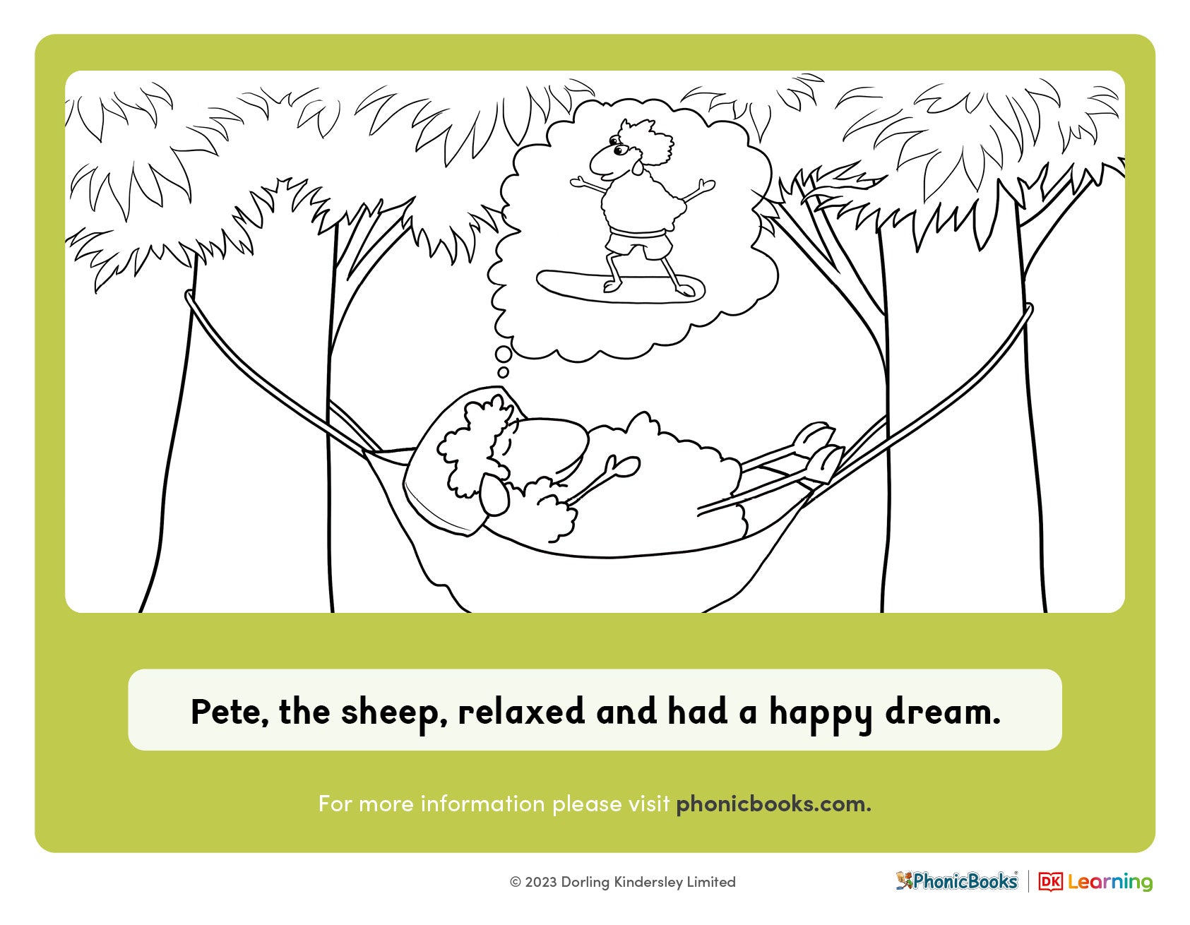 Sheep sentence with /ee/ words (B&W) – Phonic Books US